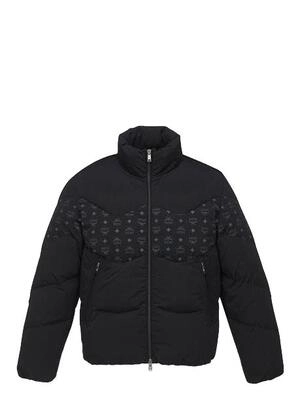 Mcm Monogram Print Puffer Jacket In Econyl Black