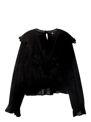 Paige Akari Embroidered Silk Shirt - Black