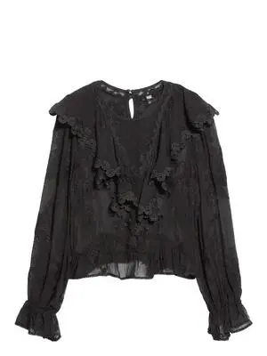 Paige Akari Embroidered Silk Shirt - Black