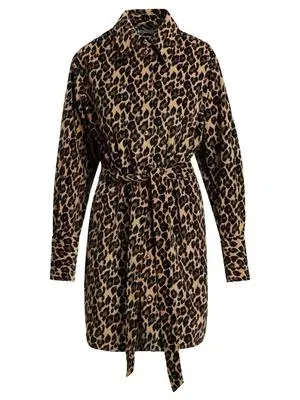 Essentiel Antwerp Kustody Leopard-print Shirt Mini Dress - Brown