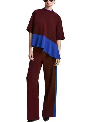 Essentiel Antwerp Asymmetric Colour-block Top - Red