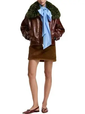 Essentiel Antwerp Kabuki Croc-effect Jacket - Brown