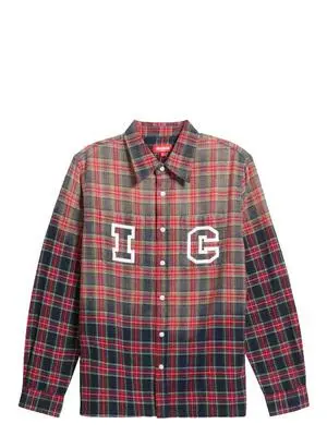 ICECREAM Grapefruit Cotton Graphic Button-up Shirt - Plaid