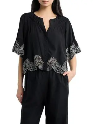 A.REN Isaly Embroidered Eyelet Blouse