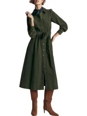 Boden Maeve Corduroy Midi Shirtdress - Forest Glade