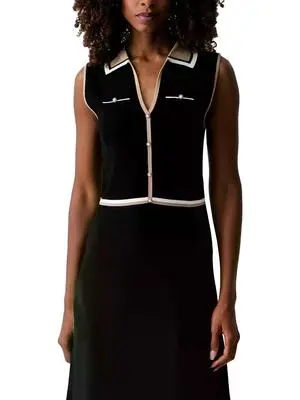 MORGAN Contrast-trim Sleeveless Mini Dress - Black