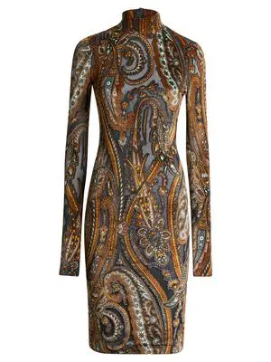 Etro Patterned Mock Neck Knee-length Dress - Multi