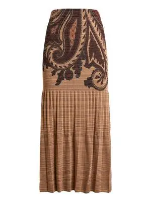 Etro Patterned Knit Wool-blend Midi Skirt - Neutral