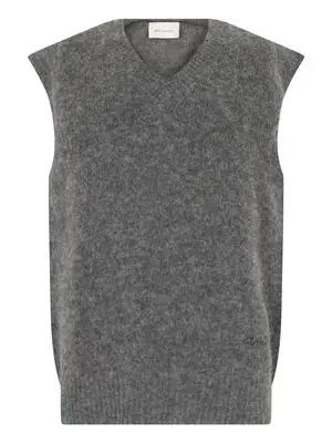 AMI Paris Sleeveless V-neck Wool-blend Sweater - Grey