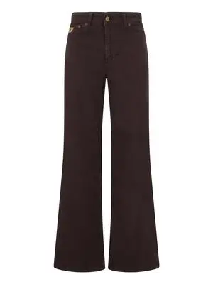 LOIS Loose High-waist Cotton Denim With Wide Flare Legs - Black