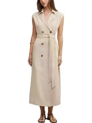 EVER NEW Elsa Sleeveless Midi Trench Dress - Neutrals