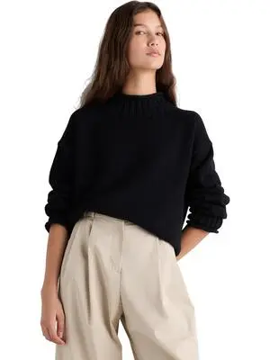 Quince Oversized Roll Neck Sweater - Black