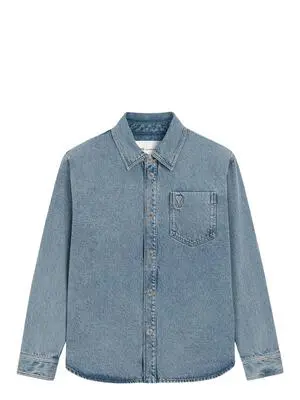AMI Blue Cotton Overshirt With De Coeur 'used Blue'