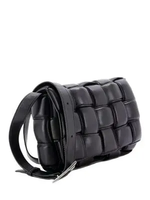 Bottega Veneta Cassette Padded Maxi Intrecciato Leather Crossbody Bag - Black