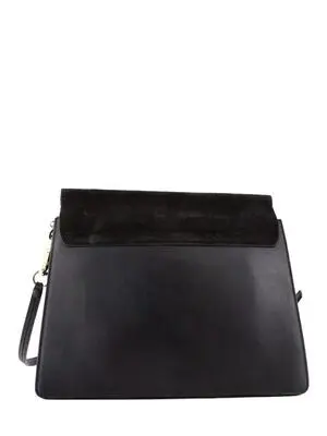 Chloé Faye Leather And Suede Medium Shoulder Bag Black