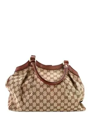 Gucci Sukey Gg Canvas With Leather Medium Tote Bag Brown