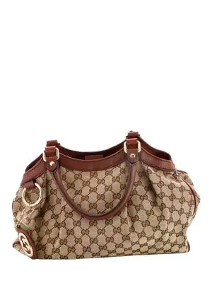Gucci Sukey Gg Canvas With Leather Medium Tote Bag - Brown