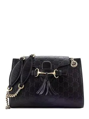 Gucci Emily Chain Flap Guccissima Leather Small Shoulder Bag Black