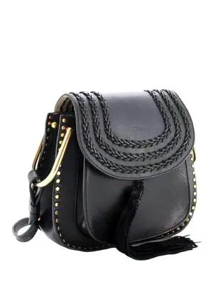 Chloé Hudson Handbag Whipstitch Leather Small Crossbody Bag - Black