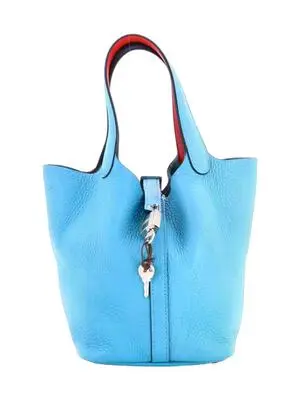 Hermès Eclat Picotin Lock Bag Clemence Pm Tote Bag Blue