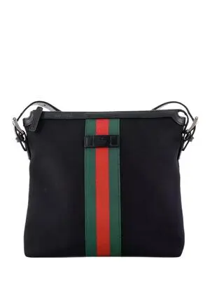 Gucci Web Messenger Bag Techno Canvas Small Crossbody Bag - Black