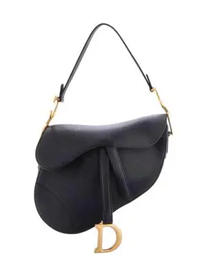 Dior Saddle Handbag Leather Medium Shoulder Bag - Black