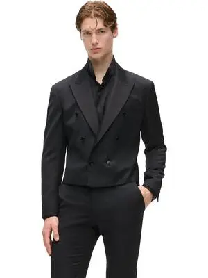 Karl Lagerfeld Kl Studio Cropped Wool Suit Jacket - Black