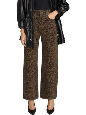 FRAME The Bow Flocked High Waist Crop Wide Leg Jeans - Sandcat