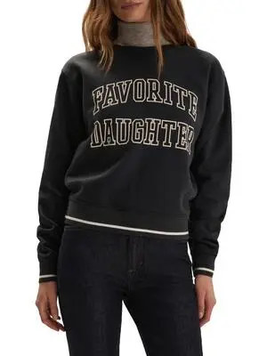 FAVORITE DAUGHTER The Collegiate Graphic Sweatshirt - Navy/white