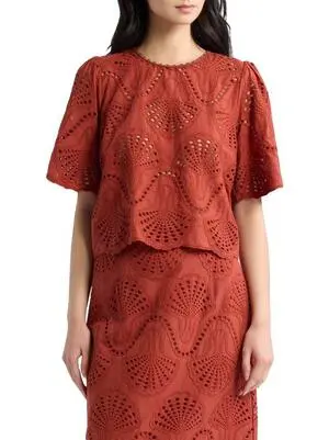 A.REN Cannes Eyelet Cotton Top - Wine