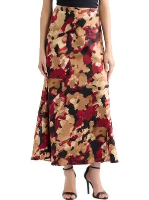Anne Klein Print Flare Maxi Skirt - Vicuna Multi