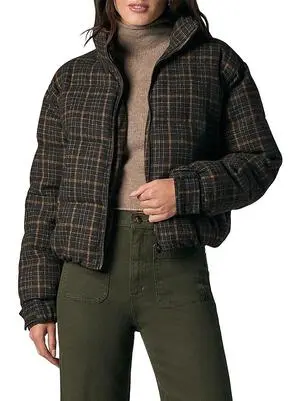 Joe's Jeans The Bruna Brushed Plaid Puffer Jacket Moss Multi