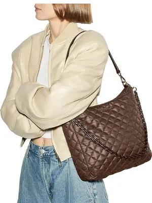 Mz Wallace Crosby Large Quilted Hobo Bag - Walnut