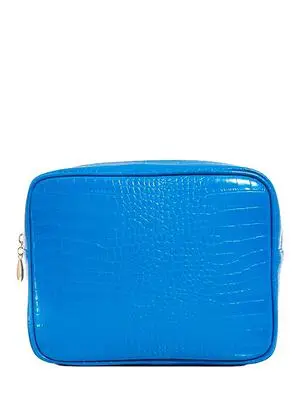 ABBODE Croc Embossed Faux Leather Pouch - Azure