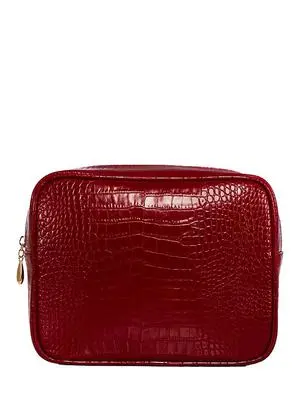 ABBODE Croc Embossed Faux Leather Pouch - Red