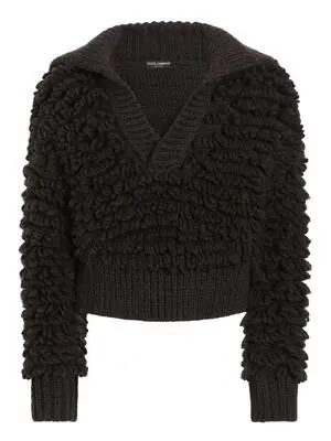 Dolce & Gabbana Fur-effect Wool Pullover - Brown
