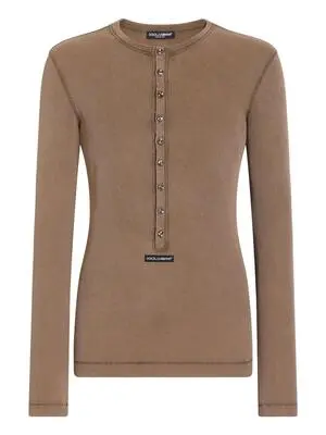 Dolce & Gabbana Serafino Ribbed T-shirt - Brown