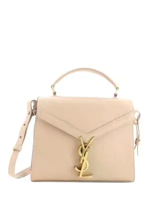 Saint Laurent Cassandra Top Handle Bag Leather Mini Shoulder Bag - Neutrals