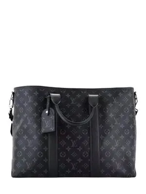 LOUIS VUITTON Weekend Nm Monogram Taigarama Tote Bag - Black