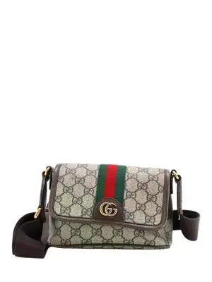 Gucci Ophidia Flap Shoulder Bag Gg Coated Canvas Mini Crossbody Bag - Brown