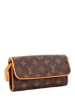 LOUIS VUITTON Twin Handbag Monogram Canvas Pm Crossbody Bag - Brown