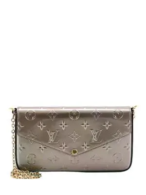 LOUIS VUITTON Felicie Pochette Limited Edition Metallic Monogram Vernis Shoulder Bag - Grey