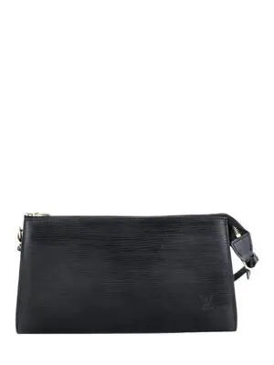 LOUIS VUITTON Pochette Accessoires Epi Leather Clutch Bag Black