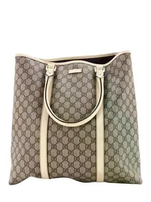 Gucci Joy Gg Coated Canvas With Leather Large Tote Bag - Brown