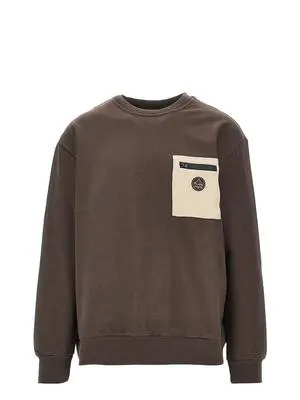 MAUNA KEA Corduroy Pocket Crewneck Weathirt - Brown