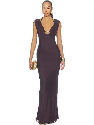 TIGER MIST Noemi Maxi Dress In Burgundy - Plum