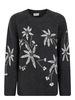 P.a.r.o.s.h Floral-embroidered Sweater Grey