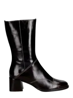 BILLI BI Contrast-stitch Calf Leather Ankle Boots - Brown