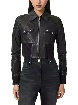 ALLSAINTS Ribbed-knit Panelled Leather Jacket