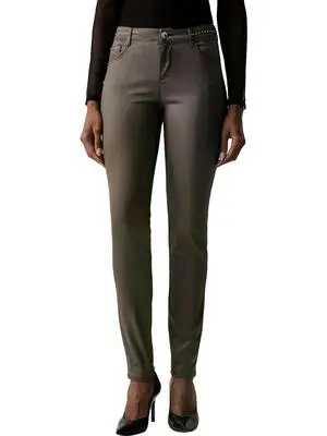 MORGAN Stud-embellished Skinny Trousers - Brown